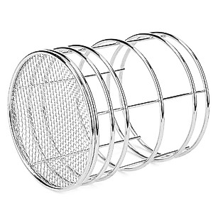 AUNMAS Desktop Pencil Holder, Stainless Steel Hollow Round Makeup Cup Basket Chopsticks Storage Stand Knife Forks Holder Organizer Container, Multifunctional Household Tool, Sliver