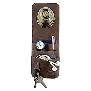 Hide & Drink, Doorknob Hanger Handmade from Full Grain Leather - Bourbon Brown