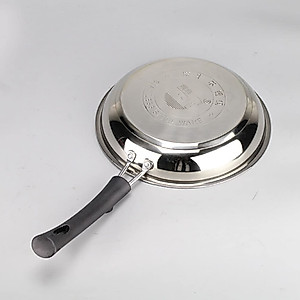 FOMIYES Kitchen Frying Pan Stainless Steel Non- Stick Frying Pan Steel Skillet Wok Kitchenware for Cooking 22cm (Silver)