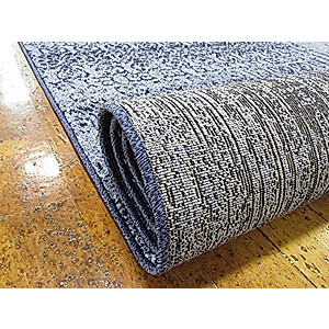 Unique Loom Del Mar Collection Area Rug-Transitional Inspired with Modern Contemporary Design, Rectangular 5' 1" x 8' 0", Blue/Navy Blue