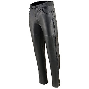Milwaukee Leather SH1150 Men's Black Leather Motorcycle Over Pants with Jean Style Pockets - 42