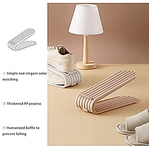 Shoe Racks ZXK Shoe Slots Organizer Stackable Shoe Stackers Adjustable Double Deck Holder for Closet Space Saver Easy Shoe Organizer(10-Pack), Gray