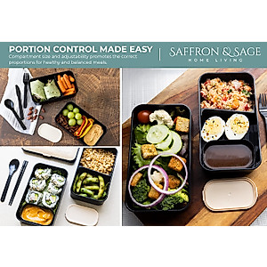 Bento Box Adult Lunch Box Containers - 42oz Japanese style Bento Lunch Box for Adults or Kids with Cutlery, Chopsticks, Sauce Container and Bento Bag - Leak proof, Dishwasher, Freezer, Microwave safe