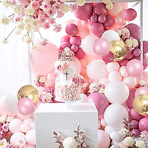 120Pcs Pink and Gold Balloons Garland Kit, Gold Confetti Balloons Pink and White Party Balloons for Birthday Mother's Day Baby Shower Wedding Party Decorations