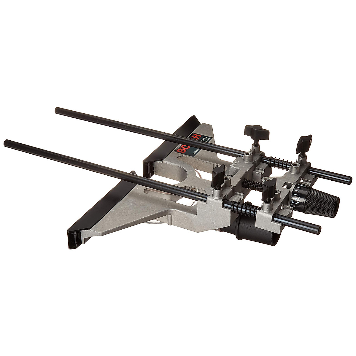 Bosch RA1151 Router Subbase Centering Pin and Cone with Bosch Deluxe Router Edge Guide With Dust Extraction Hood & Vacuum Hose Adapter RA1054