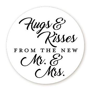 Hugs and Kisses from The New Mr. and Mrs. | Elegant | 324 Stickers - .75 Inches | Hershey Kiss Stickers | Wedding Stickers | Bridal Shower Stickers | Bridal Favors