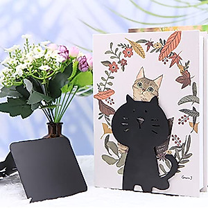Cat Bookends, Cute and Thickening Metal, Sturdy Durable, Book Organizer for Library School Office Home Study 1 Pair (Black)