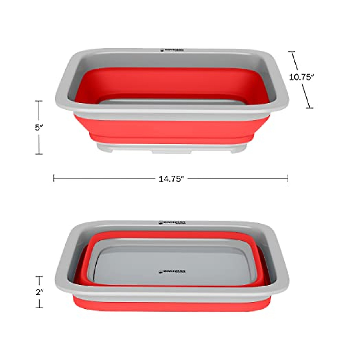 Collapsible Cleaning Caddy - Portable Multi-use Wash Basin, Dish Tub, or Ice Bucket with 7.27L Capacity for Camping and Tailgating by Wakeman (Red)
