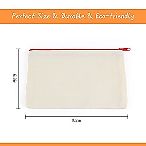 LUPBOK 40Pcs Blank DIY Craft Bag Canvas Pen Pencil Pouch Bags Canvas Zipper Pouch Cute Makeup Bag Travel Cosmetic Bag,L