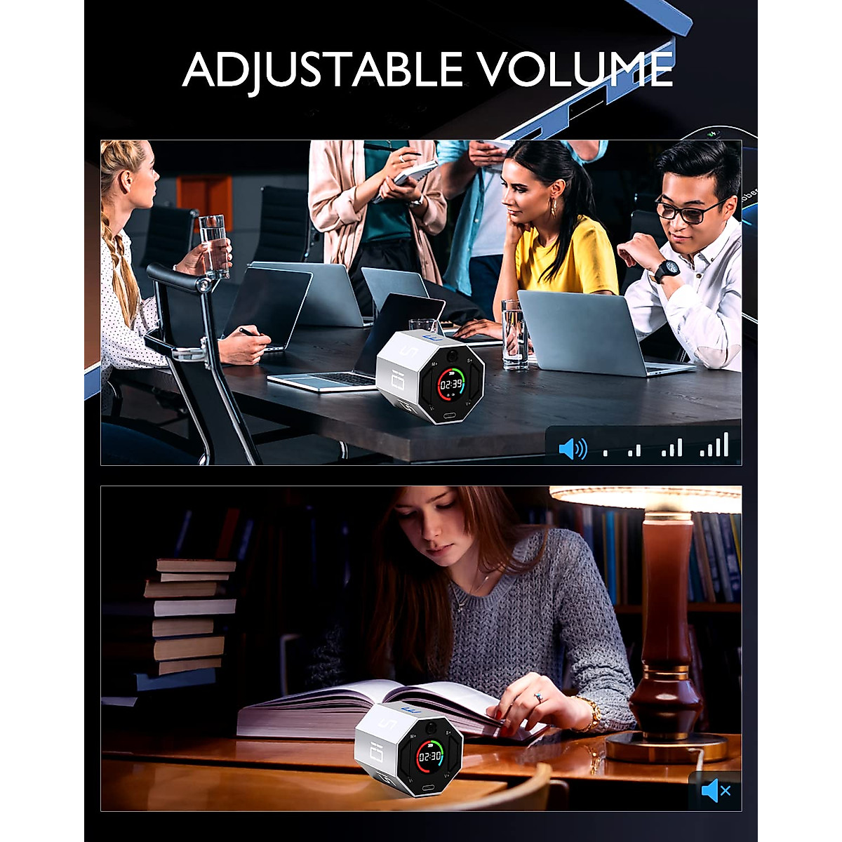 Pomodoro Timer, Magnetic Visual Timer with Flip Countdown, Silent & Alarm, Ideal ADHD Tools for Adults/Kids, Small Cube Digital Timer for for Office Productivity, Kitchen Cooking, Work, Study