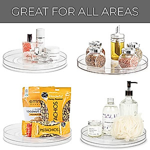 Smart Design Turntable Lazy Susan Spinning Organizer - Set of 4-11.50 Inch - BPA Free Resin - Food, Condiments, Baking, Fridge, Freezer, Countertop, Cabinet, Pantry Storage - Kitchen - Clear