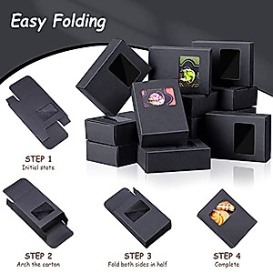 30 Pieces Soap Packaging Boxes Paper Soap Box Kraft Soap Box with Window Rectangle Window Gift Box for Homemade Soap Making Supplies Party Favor Treats Wrapping Packaging, 3.5 x 2.6 x 1.2 Inch (Black)
