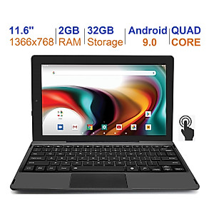 RCA 11 Delta Pro 11.6 Inch Quad-Core 2GB RAM 32GB Storage IPS 1366 x 768 Touchscreen WiFi Bluetooth with Detachable Keyboard Android 9.0 Tablet (Black)
