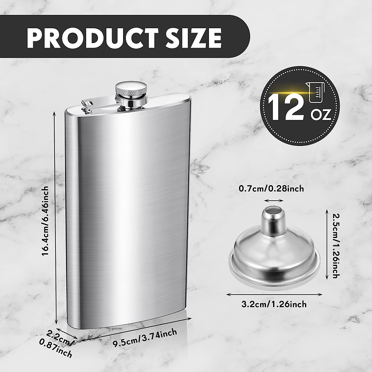 10 Sets 12 oz Stainless Steel Hip Flask Silver Metal Flasks for Liquor with Funnel Whiskey Flask for Men Women Leak Proof Drinking Flasks Alcohol Flask Liquor Flask for Wine Wedding Party Gift Outdoor