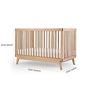 dadada Baby Soho 3-in-1 Convertible Crib – GREENGUARD Gold Certified, Made in Italy, Solid Beechwood – Adjustable Mattress Height, Modern Design 53.15 x 29.95 x 36.7 in 3 Colors (Natural)