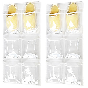 TidyMaster 2 Pack 6 Clear Crystal Pockets Large Hanging Shoe Organizer Over The Door Shoe Rack for Closet Door Storage Shoe Holder Hanger, 4 Hooks, White (30'' x 13.8'')