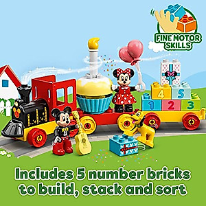 LEGO DUPLO Disney Mickey & Minnie Mouse Birthday Train 10941 - Building Toys for Toddlers with Number Bricks, Cake and Balloons, Early Learning and Motor Skill Toy, Great Gift for Girls, Boys Ages 2+