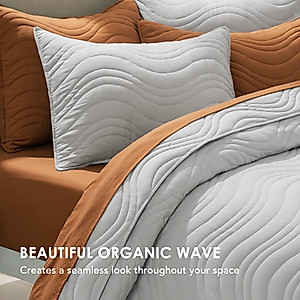 EVERGRACE Oversized Quilt Set 3 Pieces 94" x 96" Queen Bed Quilts Coverlet Soft Full Size Bedding Bedspread Lightweight Quilted Comforter Microfiber, Light Grey