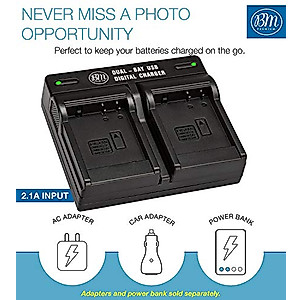 BM Premium 2 Pack of DMW-BLC12 Batteries and Dual Bay Charger for Panasonic Lumix DC-FZ1000 II DC-G95 DMC-G85 DMC-GH2 DMC-G5 DMC-G6 DMC-G7 DMC-GX8 DMC-FZ200 DMC-FZ300 DMC-FZ1000 DMC-FZ2500 Cameras
