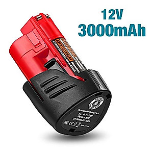 ORHFS 2 Packs 3.0Ah Replacement Battery Compatible with Milwaukee M12 12V Battery 48-11-2411 48-11-2420 48-11-2401 48-11-2402 48-11-2401 12-Volt Lithium-ion Battery