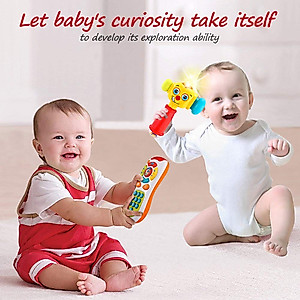 VATOS Baby Toys Set, Baby Remote Control Toy & Baby Hammer Toy for 12 to 18 Months up | Infant Toys with Lighting & Sound Baby Hammer & Remote Control Toys for 1 Year Old + | 12 Months + Baby Toddler