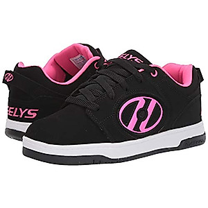 HEELYS Girl's Voyager Tennis Shoe, Black/Pink, 2 M US Big Kid