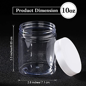 Patelai 4 Pieces Round Clear Wide-mouth Leak Proof Plastic Container Jars with Lids for Travel Storage Makeup Beauty Products Face Creams Oils Salves Ointments DIY Making or Others (White,10 Ounce)