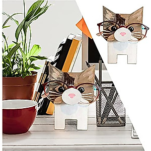 Creative Animal Glasses Holder, Wooden Eyeglass Stand, Pet Glasses Stand, Christmas Creative Eyeglasses Holder Animal, Christmas New Year Gift Home Office Desktop Decor (D)