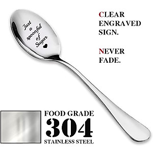 TyM Just a spoonful of sugar Engraved Stainless Steel spoon for coffee tea cereal ice cream - Engraved gift for him/her - 7 inch Sturdy handle and food safe engraving