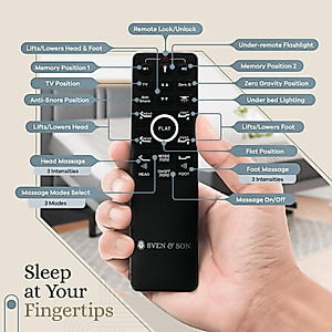 Sven & Son Classic Adjustable Bed Base Frame + 14 inch Hybrid Spring Matt Medium Soft, Head and Foot Lift, Massage, Under-Bed Lights, USB, Memory, Zero Gravity, Wireless Remote - Split King