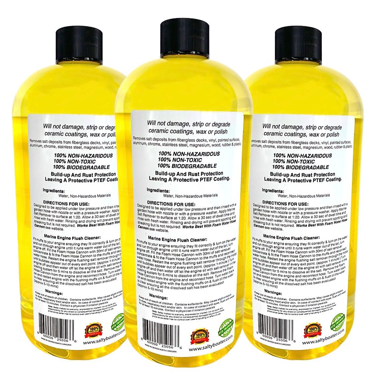 Salty Boater Salt Off Concentrate - 96 fluid ounces - Salt Remover For Boats &amp; Marine Engine Flush for Boats, Vehicles, Trailers - Winterize Cleaner &amp; Boat Wash - Wash Salt Away With or Without Cannon