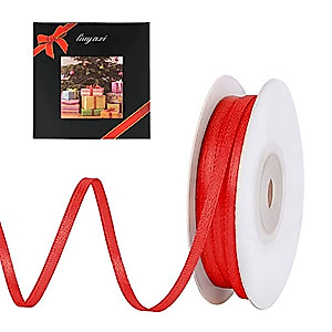 Solid Color Double Faced Red Satin Ribbon 1/8" X 50 Yards, Ribbons Perfect for Crafts, Gift Wrapping, Bow Bouquet, Wedding Card Decoration, Floral Arrangement