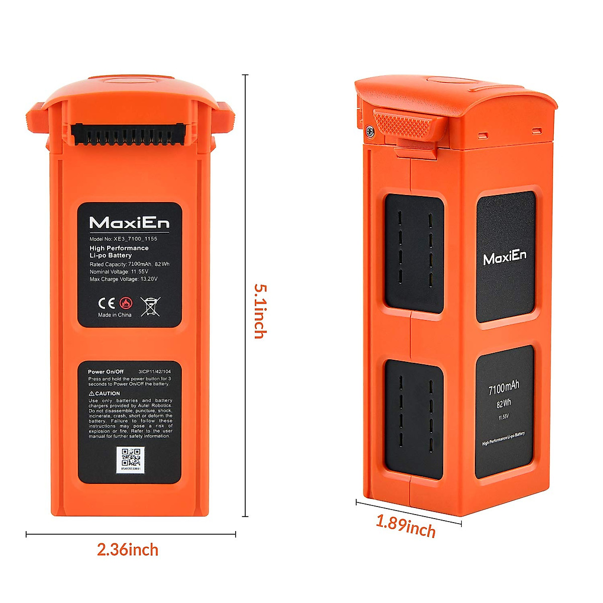 Autel Robotics EVO 2 Battery 7100 mAh 11.55V Smart Battery for EVO II/EVO II Pro/EVO 2 Enterprise/RTK/EVO 2 Dual 640T Drones(V2 & V3), 2025 N-e-w, Orange