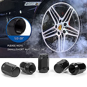 GAsupply Black Lug Nuts, 1/2-20 Closed End Bulge Acorn Lug Nuts 3/4 inch 19mm Hex 1.38 inch Tall 60 Degree Conical Seat