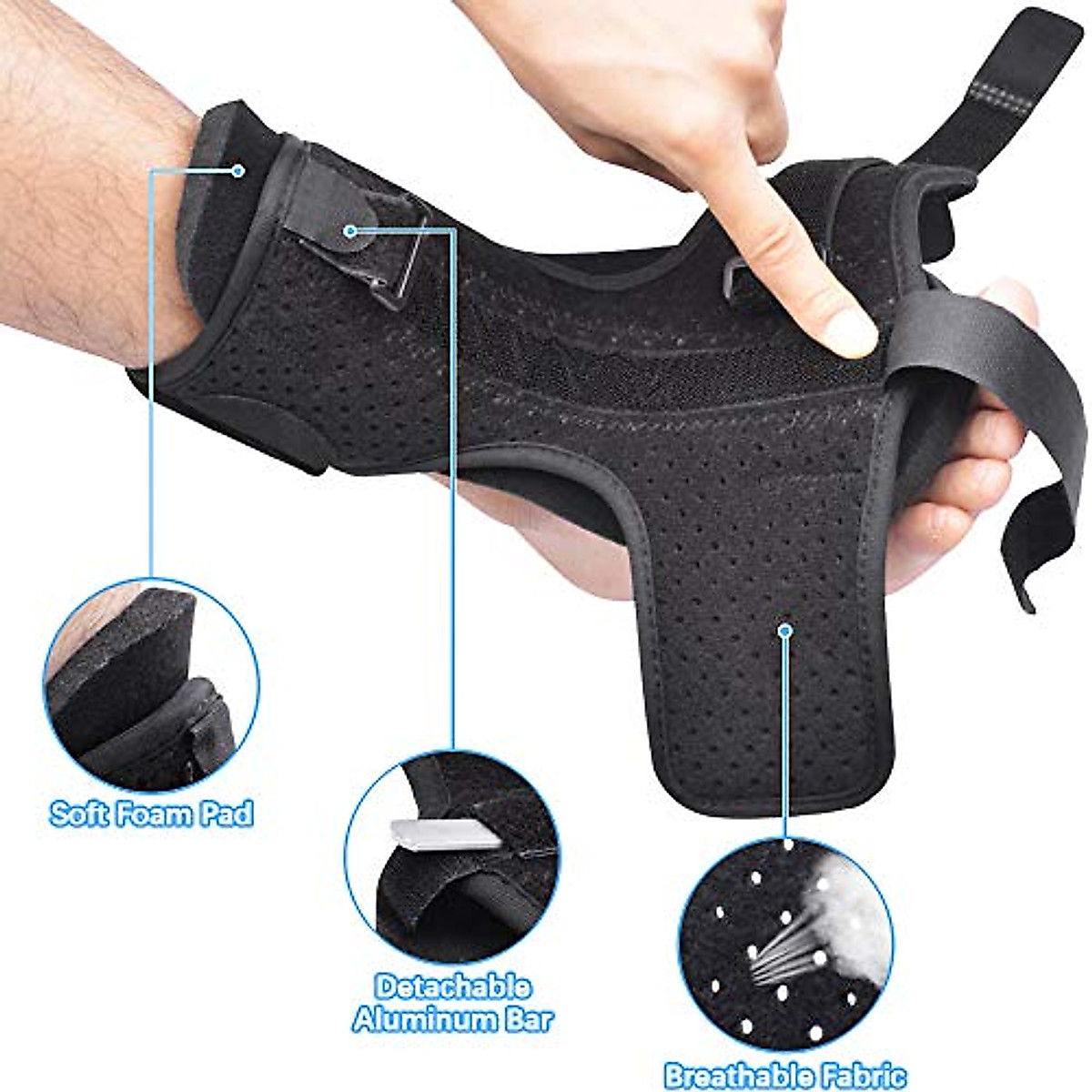 Plantar Fasciitis Night Splint Foot Drop Orthotic Brace, Adjustable Elastic Dorsal Night Splint for Plantar Fasciitis, Heel, Ankle, Arch Foot Pain, Achilles Tendonitis with Hard Spiky Massage Ball