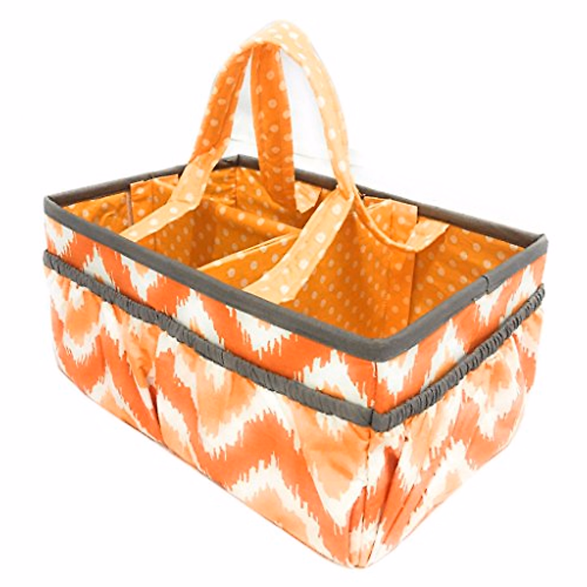 Bacati Mix and Match Unisex Nursery Fabric Storage Caddy with Handles, Orange
