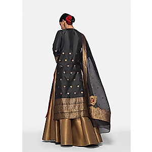 Elina fashion Indian Kurti for Womens With Palazzo & Dupatta | Ethnic Art Silk Readymade Kurtis Stitched Kurta For Women Black