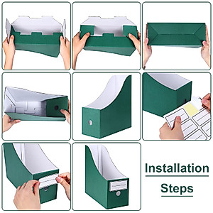 komstuon Magazine File Holder(6 Pack), Cardboard Magazine File Holder,Document Organizer,Desk File Organiser For School, Office, Home Magazine File Storage