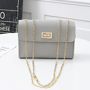 Women'S Crossbody Bag Chain PU Leather Shoulder Bag With Twist Lock Flap Casual Messenger Bags