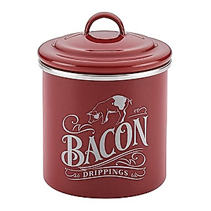 Ayesha Curry Home Collection Nonstick Cookware Pots and Pans Set, 9 Piece, Sienna Red & Ayesha Curry Enamel on Steel Bacon Grease Can/Bacon Grease Container - 4 Inch, Red