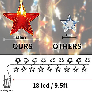 Dazzle Bright Independence Day String Star Lights, 9.5 Feet The Fourth of July 18 LED American Stars Battery Powered Red White Blue Memorial Day Patriotic Decoration for Indoor and Outdoor (1)