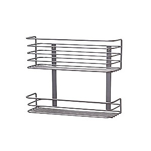 Household Essentials 1228-1 Double Basket Door Mount Cabinet Organizer | Mounts to Solid Cabinet Doors or Wall