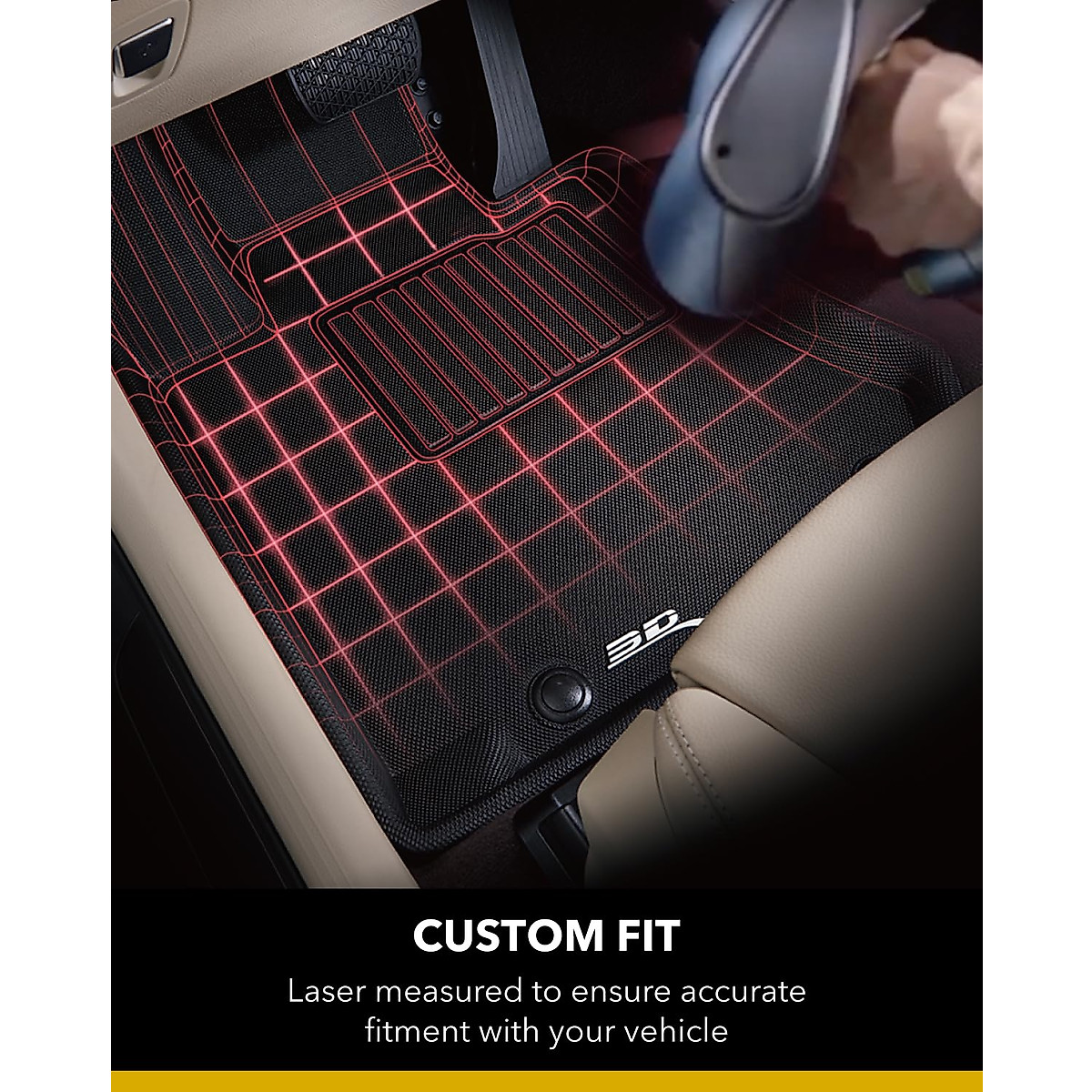 3D MAXpider Custom Fit Kagu Floor Mat (Black) Compatible with Ford Mustang Mach-E 2021-2024 - Full Set