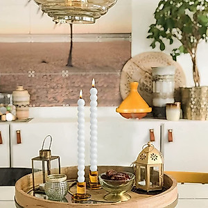 MAITREYA White Taper Candles Conical Stick Candles Spiral Taper Candles-Set of 4 for Decoration Weddings Party Church-Unscented Dripless Candles,10inch(D-White)