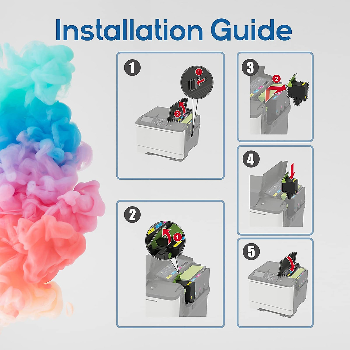 RAKUNI Remanufactured Toner Cartridge Replacement for Lexmark CS421dn CS521dn CS622de CS421 CS521 CS622 CX421 CX522 CX622 CX625 78C10K0 78C10C0 78C10M0 78C10Y0 (4-Pack)