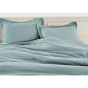 CASA PLATINO 100% Organic Cotton Duvet-Cover Set King Size Cool Blue, Pure Organic Cotton Long Staple Percale Weave Ultra Soft, Breathable, GOTS Certified