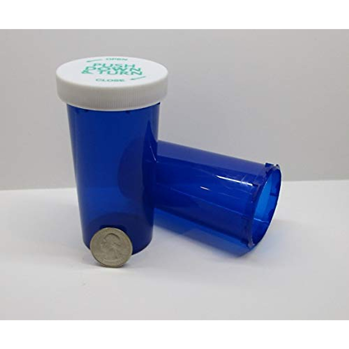 Plastic Prescription Cobalt Blue Vials/Bottles 100 Pack w/Caps Giant 40 Dram Size-Pharmaceutical Grade-The Ones We Sell to Pharmacies, Hospitals, Physicians, Labs