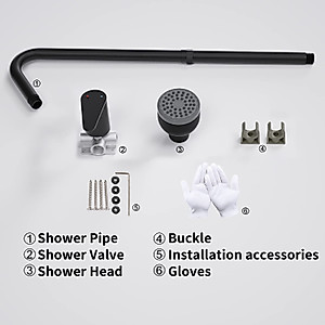 Outdoor Shower Stainless Steel Exposed Shower Head Kit, Environmentally Friendly Faucet, Shower Head Outdoor Backyard Poolside Beach Pool Spa for Easy Installation, Matte Black