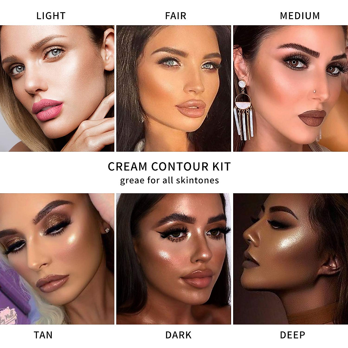 Highlighter Contour Makeup Palette,Afflano Bronzer Highlighter Blush Matte Shimmer 6 Colors,Face Cheek Contour Palette Highlight Blush Nude Pink Rose Gold, Eye Highlighting Natural Illuminating