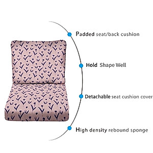 2-Piece Outdoor Deep Seat Cushion Set Pink and Navy Floral brush strokes seamless for fashion prints Back Seat Lounge Chair Conversation Cushion for Patio Furniture Replacement Seating Cushion